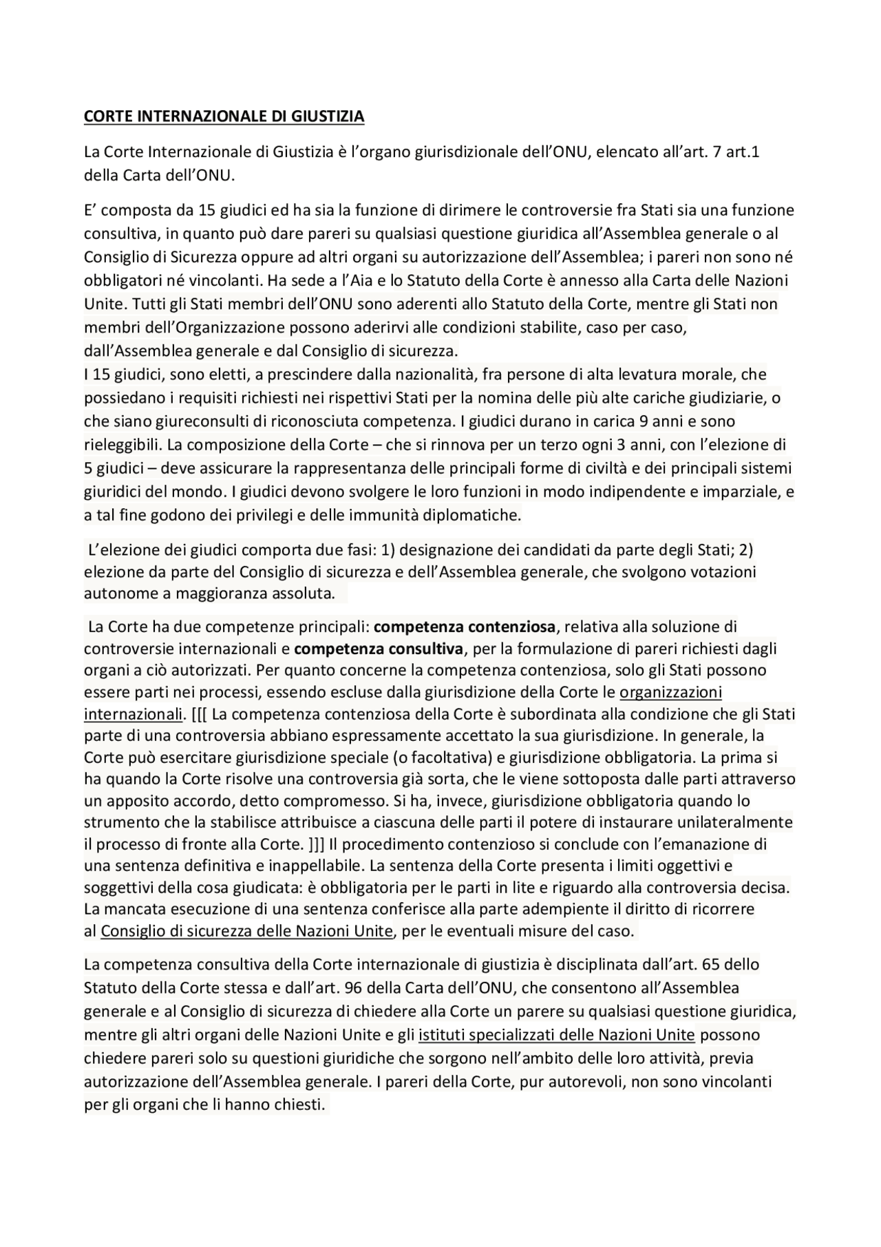 Riassunto Diritto Internazionale Docsity