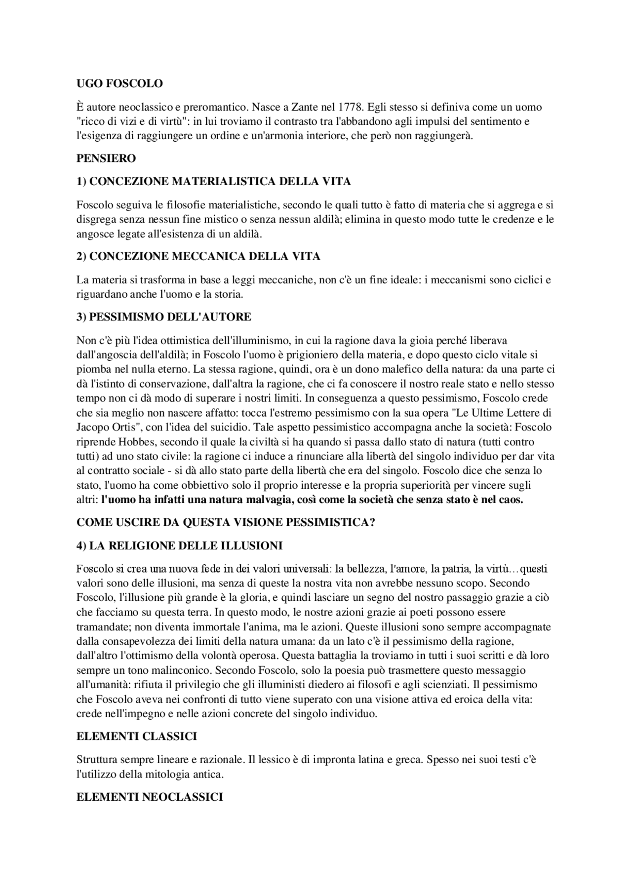 Appunti Foscolo E Leopardi Docsity