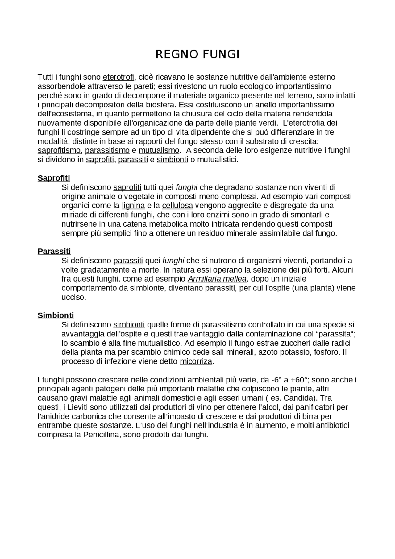 Caratteristiche E Tassonomia Dei Funghi Docsity