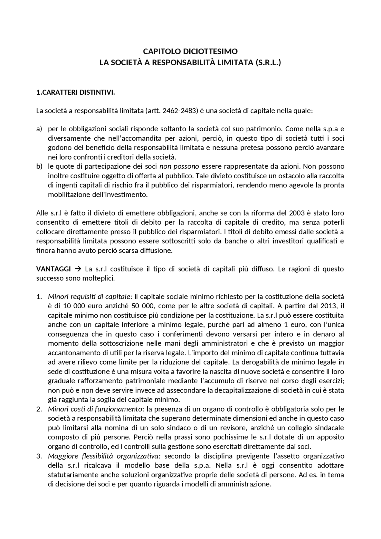 Srl Riassunto Del Libro Docsity