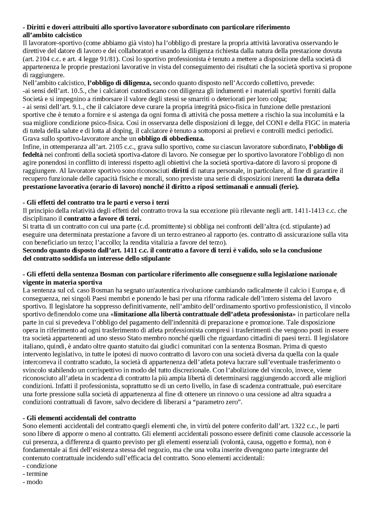 Domande Aperte Di Diritto Privato E Dello Sport Ecampus Docsity