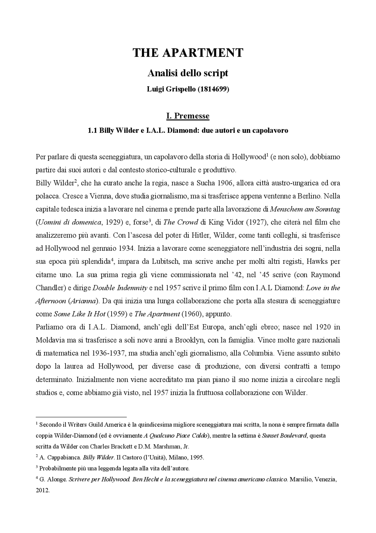 The Apartment - script | Guide, Progetti e Ricerche di Storia E Critica ...