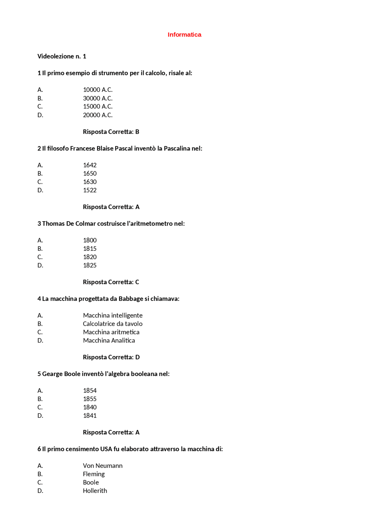 Informatica Agg A Gennaio Ingegneria Gestionale L 9 Mercatorum Docsity