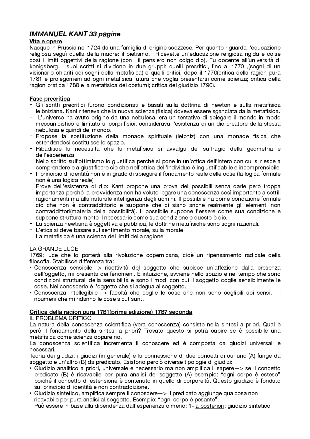 Kant E Fichte Appunti Docsity