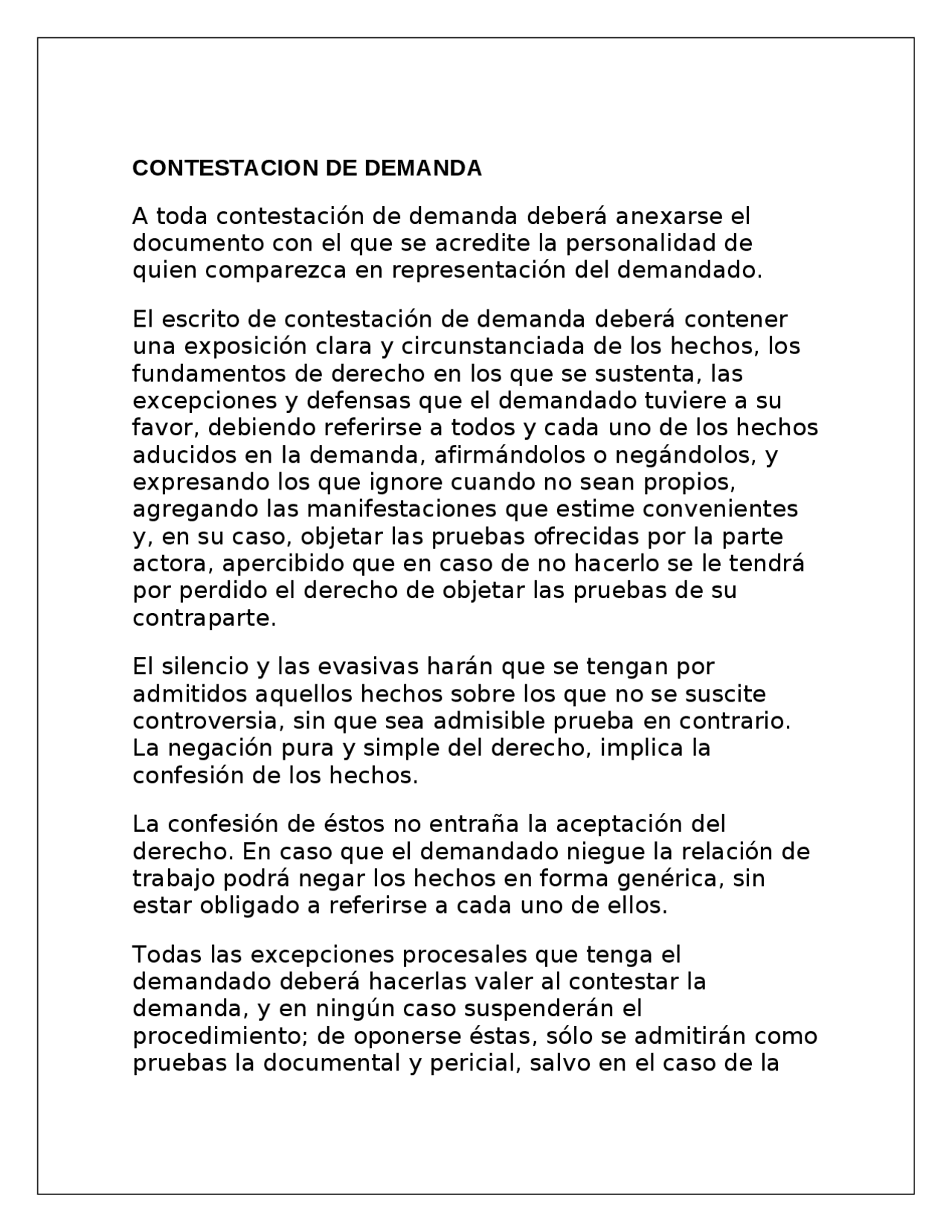 CONTESTACION DE DEMANDA - Docsity