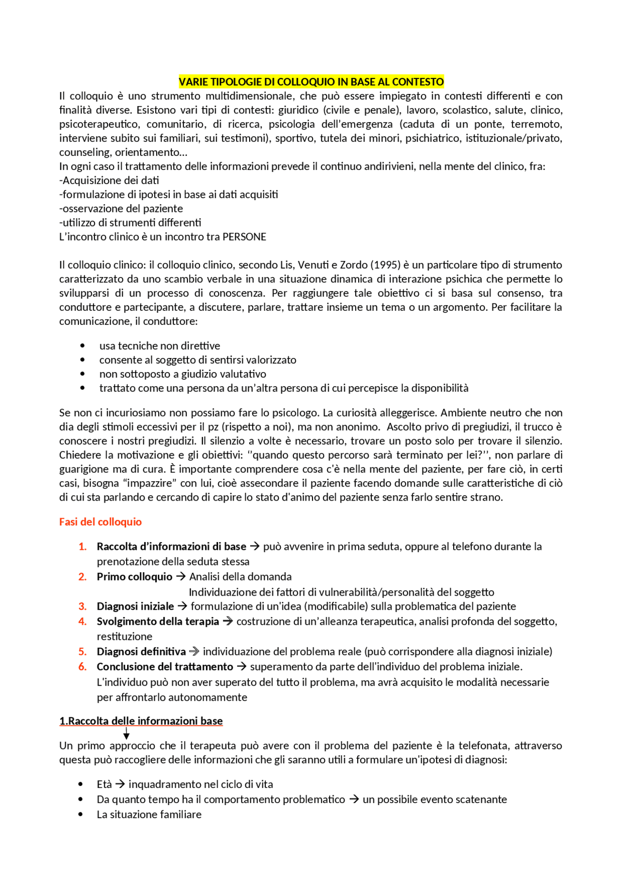 Teorie E Tecniche Del Colloquio Psicologico Docsity