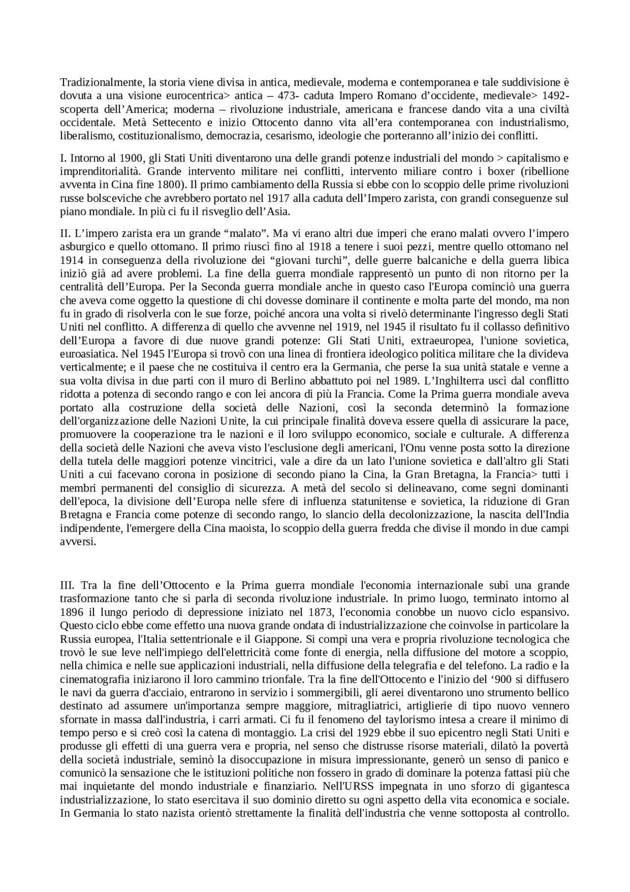 Il Novecento Un Introduzione Riassunto Docsity
