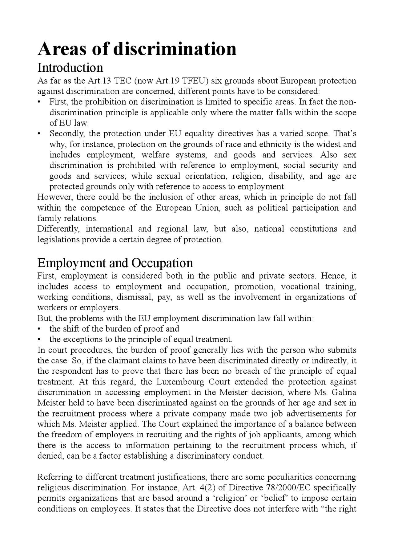Anti Discrimination Law Units - Docsity