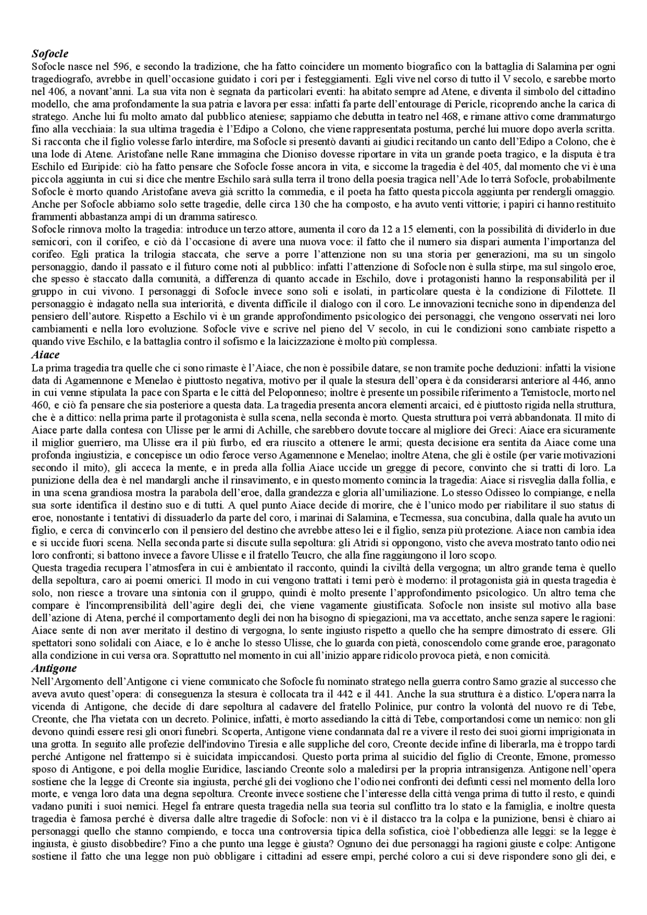 Vita E Tragedie Di Sofocle Docsity