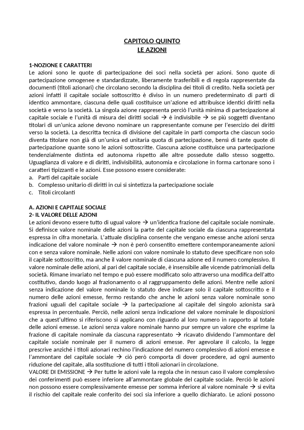 Le Azioni Riassunto Docsity