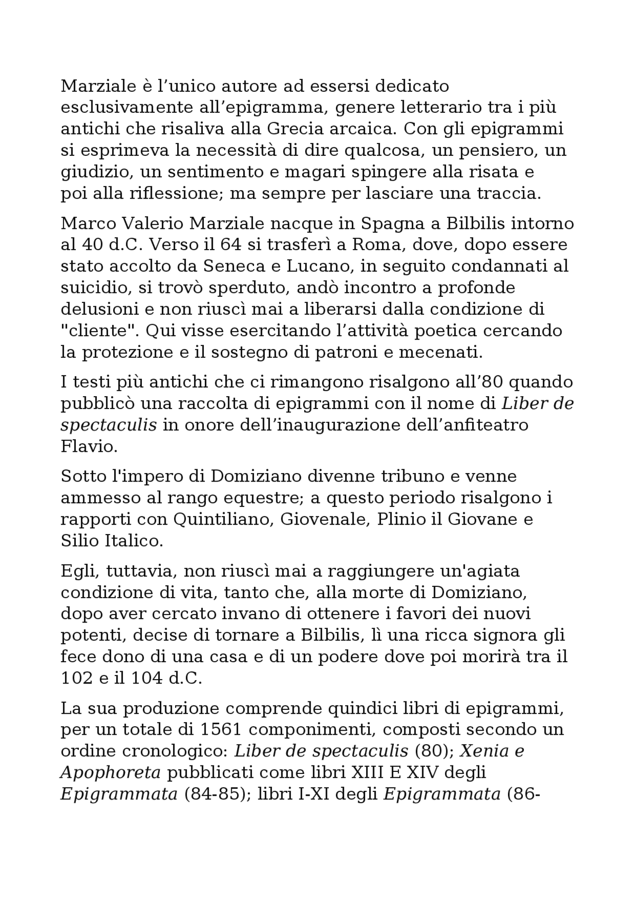 MARCO VALERIO MARZIALE - Docsity