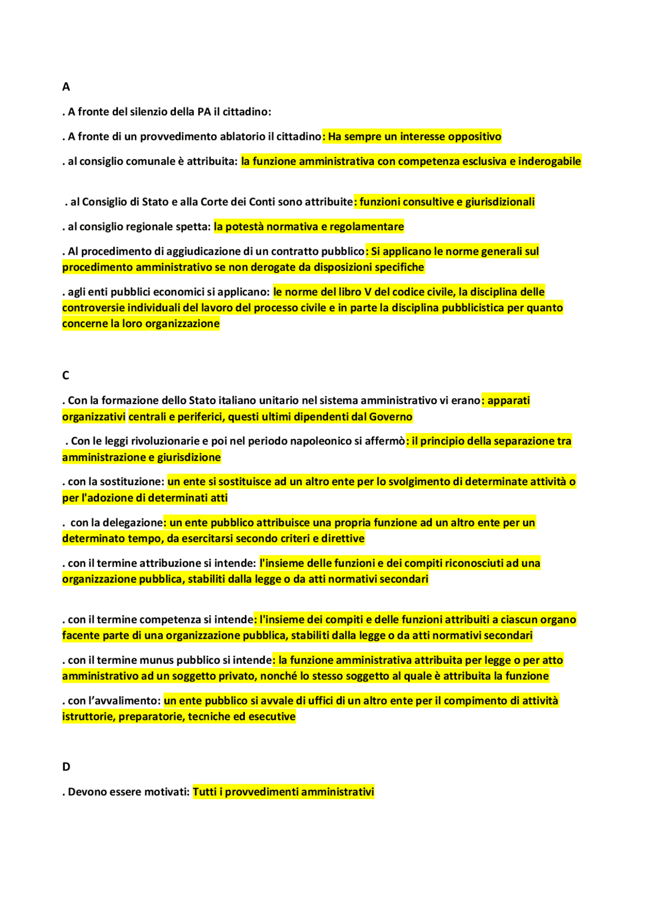 Domande A Risposta Multipla In Ordine Alfabetico Diritto