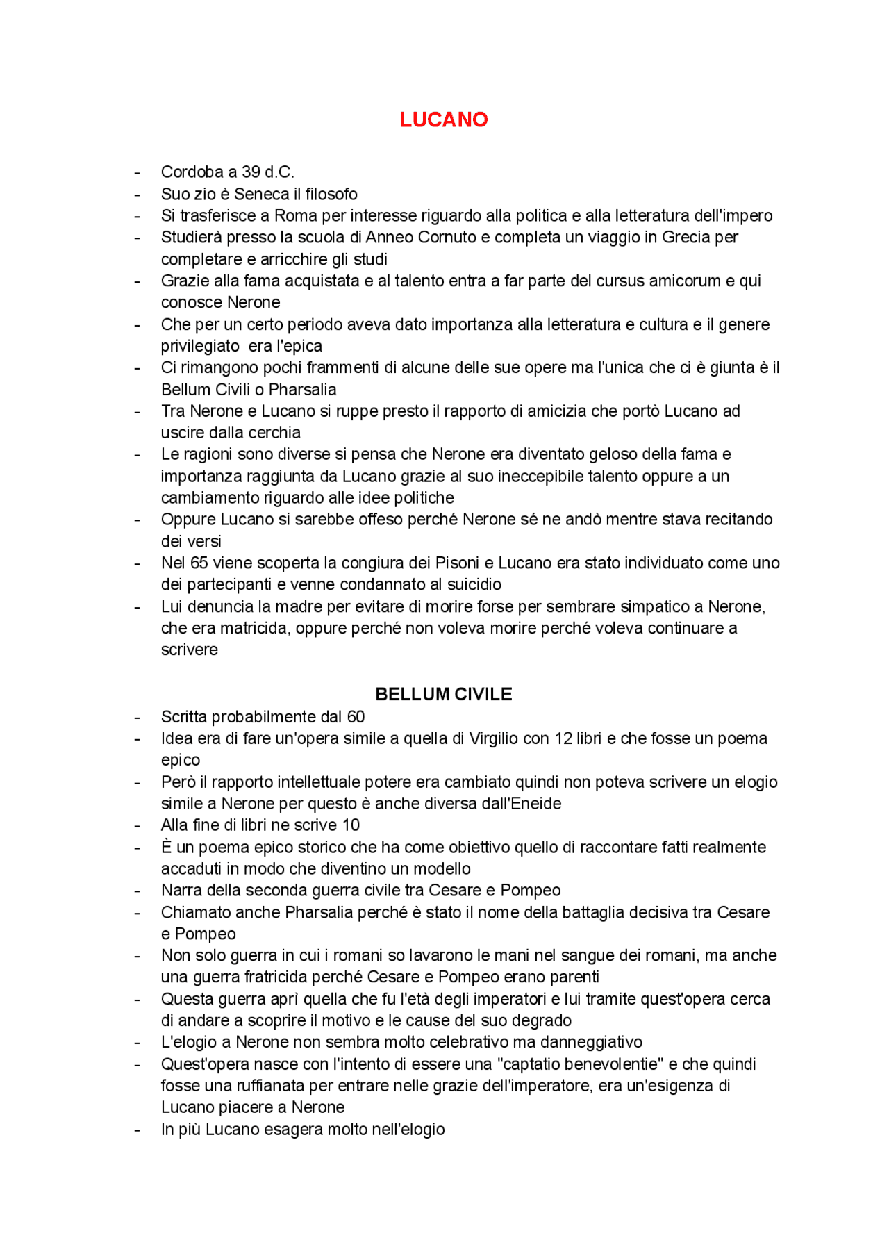 Lucano Letteratura Latina Docsity