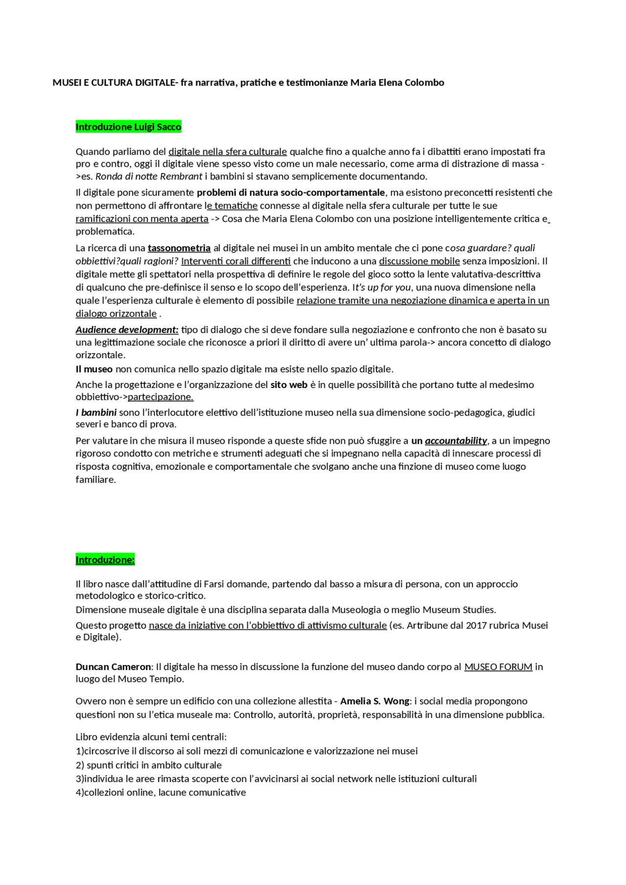 Musei E Cultura Digitale Pratiche E Testimonianze Docsity