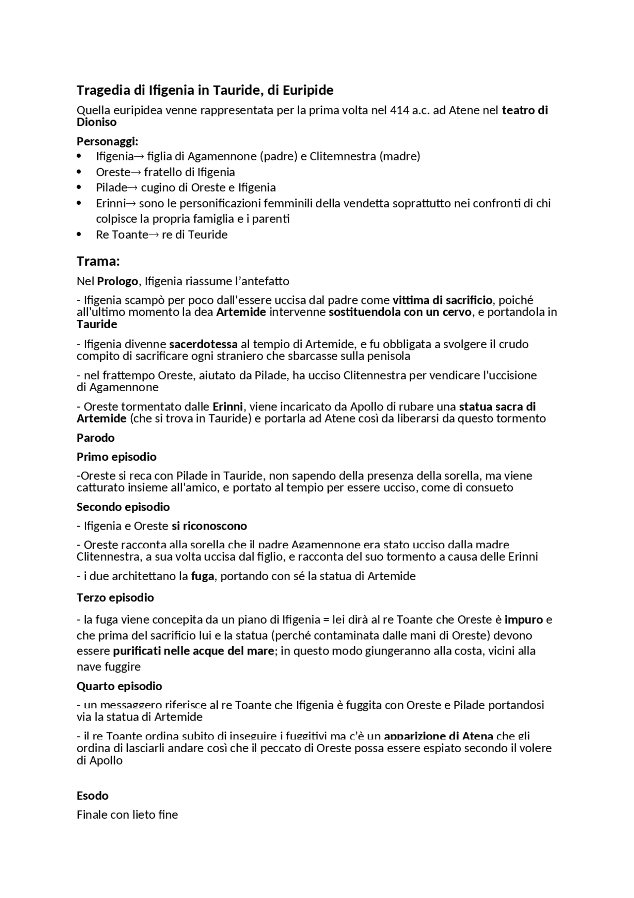 Trama Tragedia Di Ifigenia Di Euripide Docsity