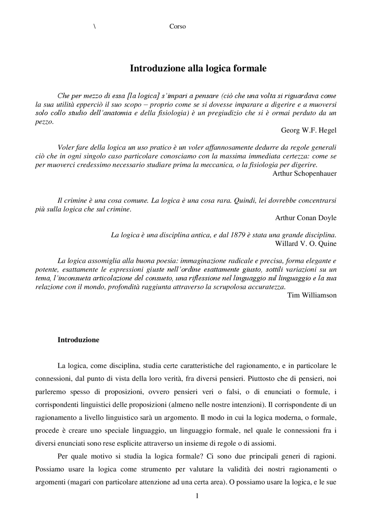 Dispense Di Logica Introduzione E Nozioni Di Base Docsity