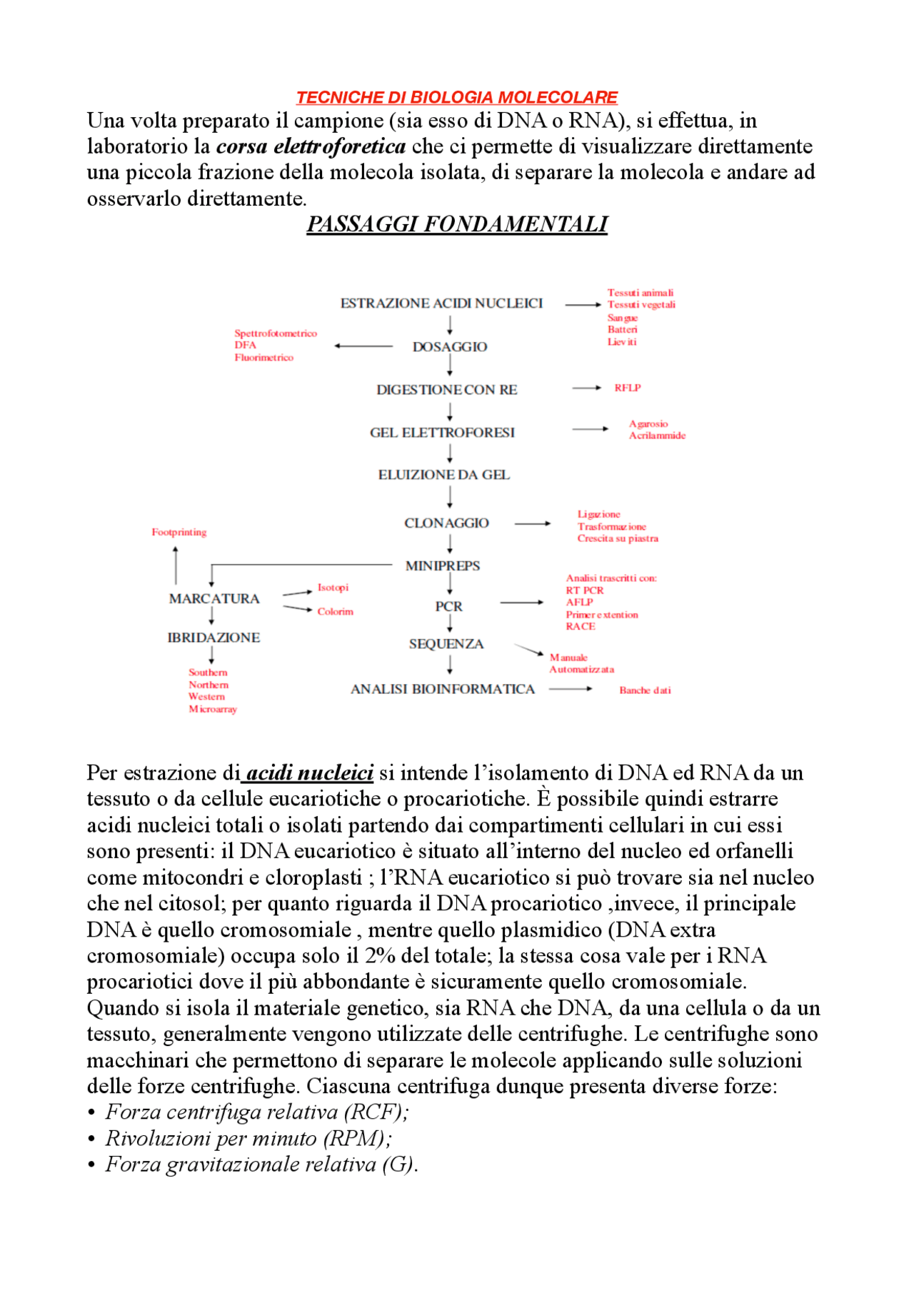 Tecniche Di Biologia Molecolare Dispense Di Biologia Molecolare Docsity