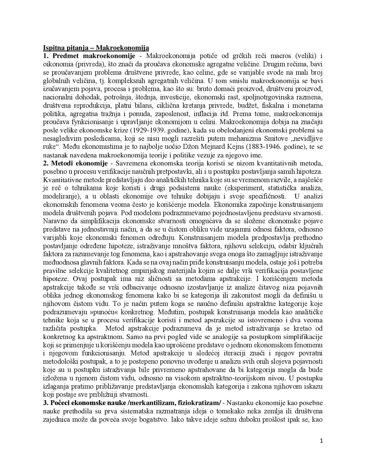 Zavrsni ispit iz makroekonomije | Ispiti' predlog Osnovi makroekonomije - Docsity