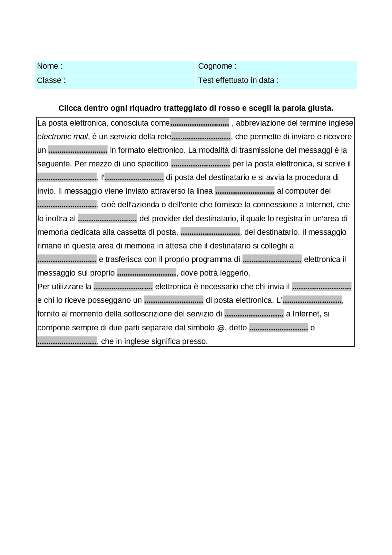 Test Su Informatica Di Base Docsity