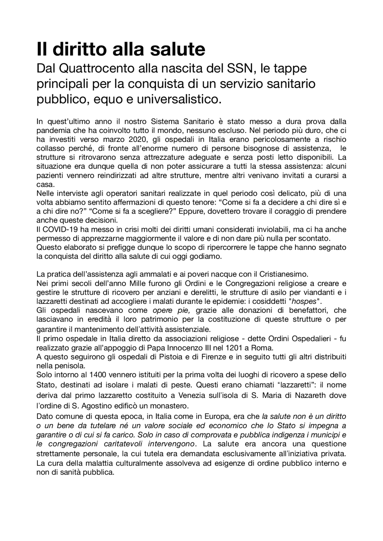 IL DIRITTO ALLA SALUTE - Docsity