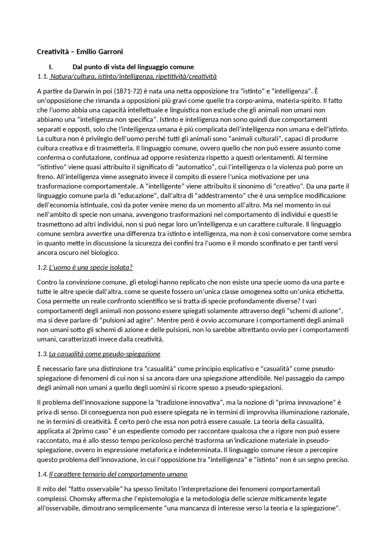 Creatività Riassunto Dettagliato Docsity