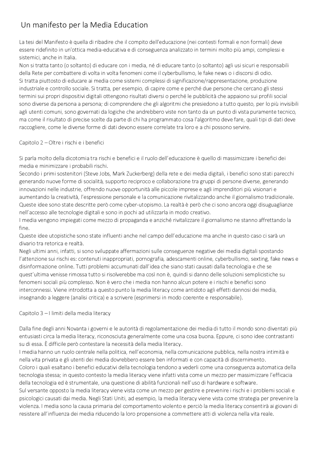 "Un Manifesto Per la Media Education"- Riassunto libro di David ...