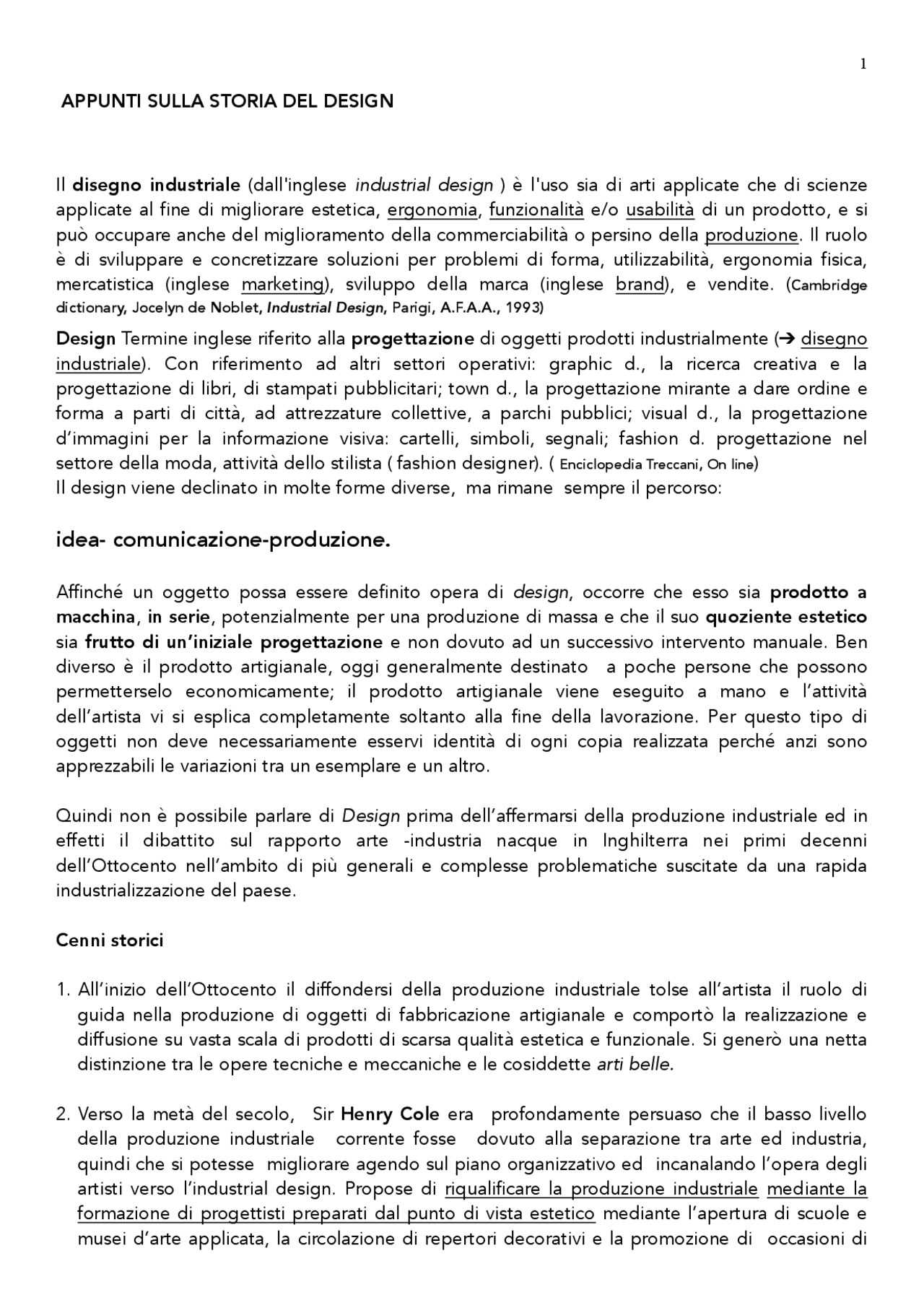 Cenni Storia Del Design Docsity