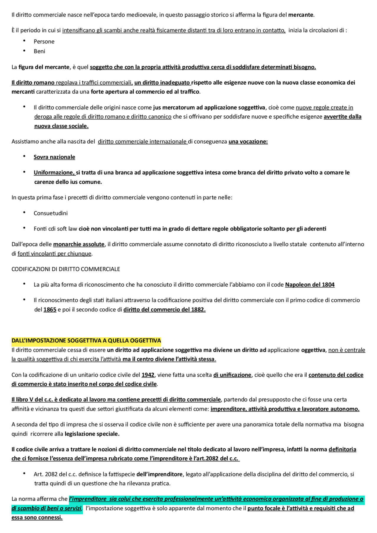 Appunti Lezioni Diritto Commerciale Modulo I Docsity
