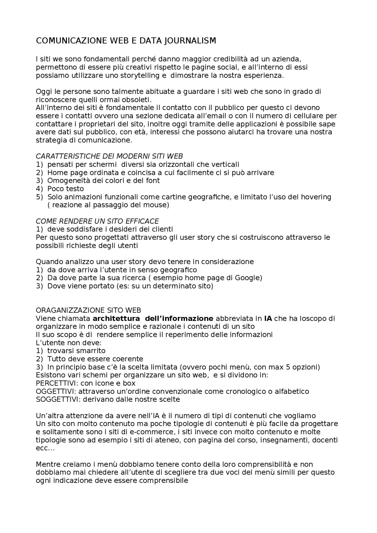 Appunti Presi A Lezione Di Comunicazione Web E Data Journalism Docsity