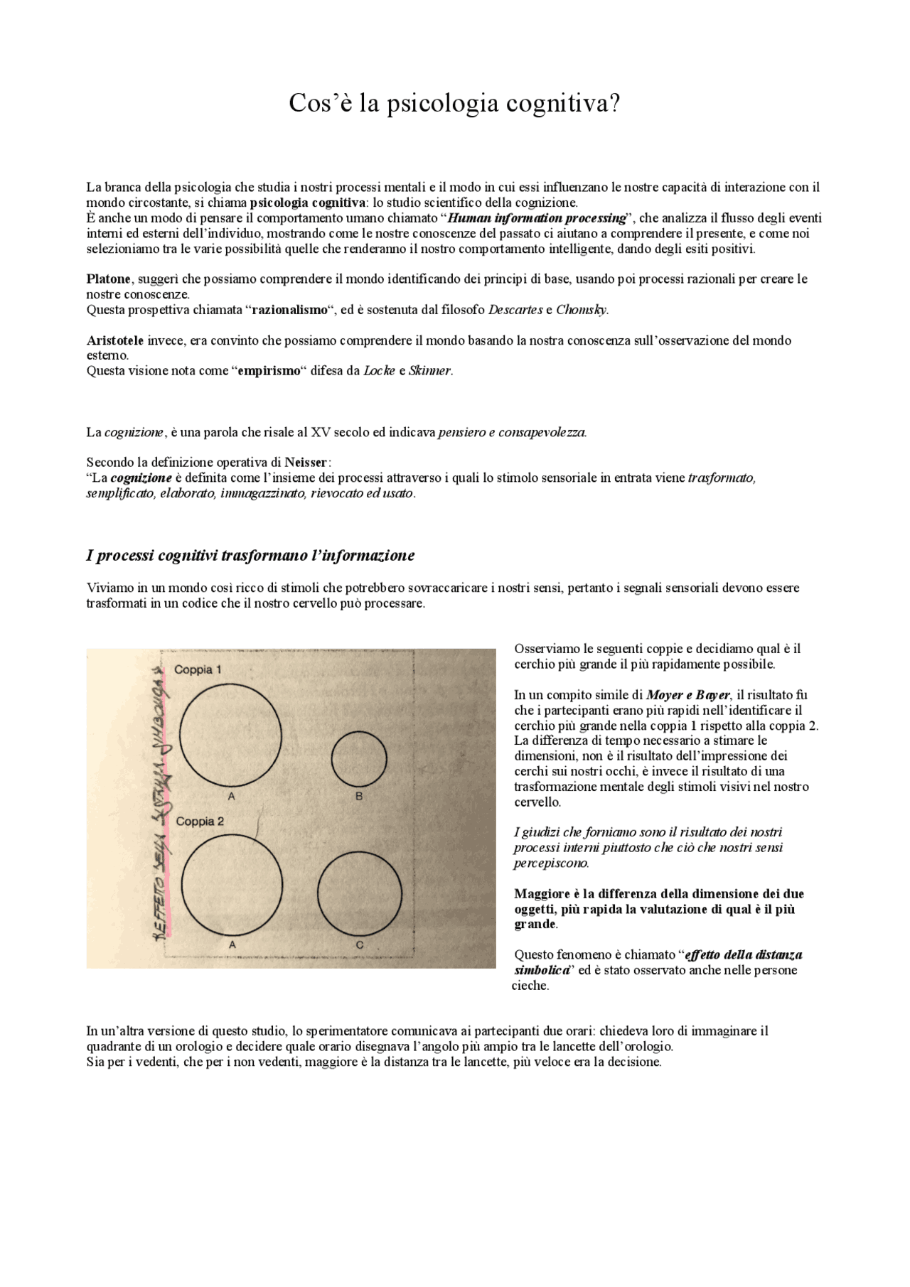 Psicologia Cognitiva Teoria E Pratica Revlin Capitolo 1 Docsity