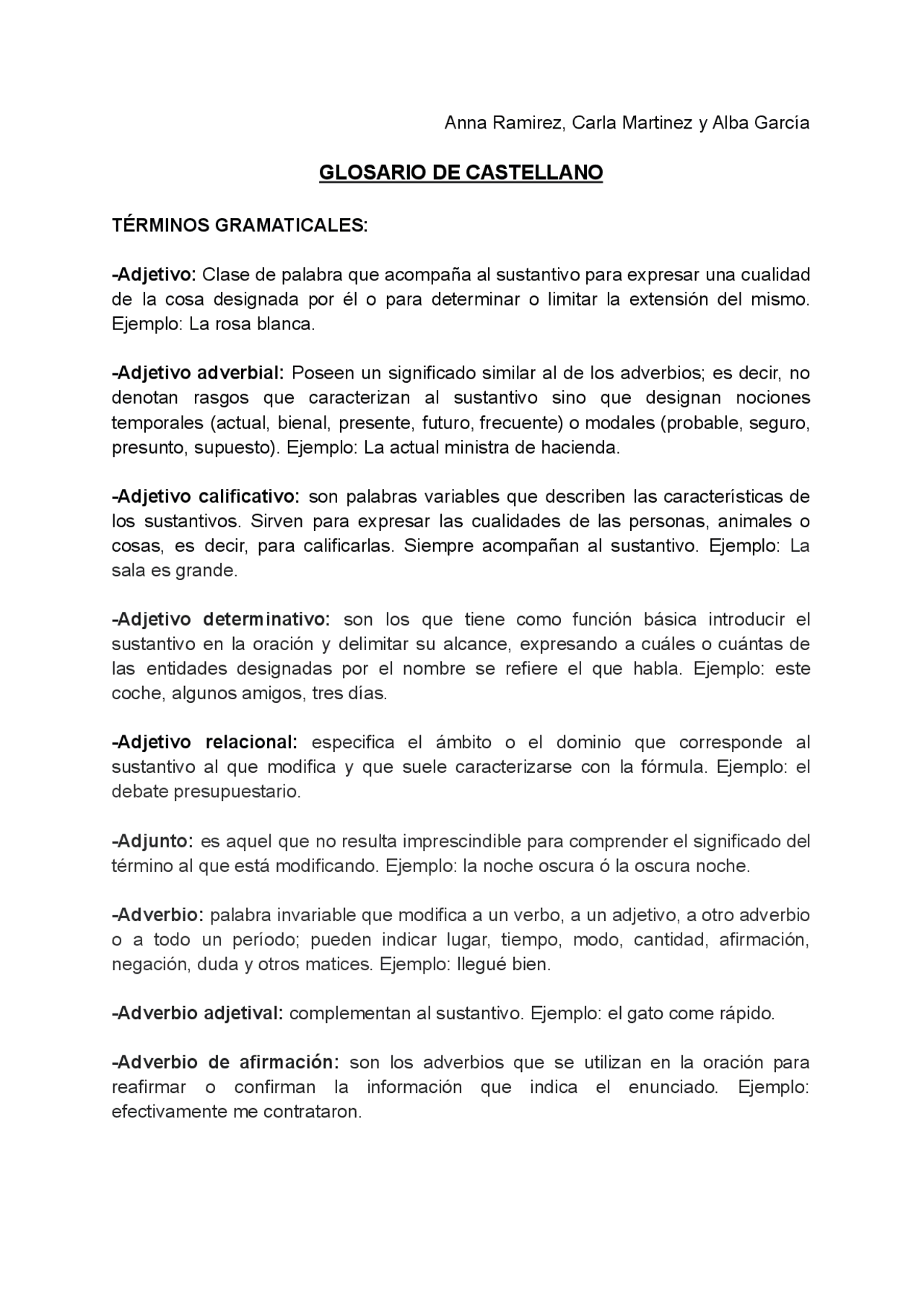 GLOSARIO DE CASTELLANO - Docsity