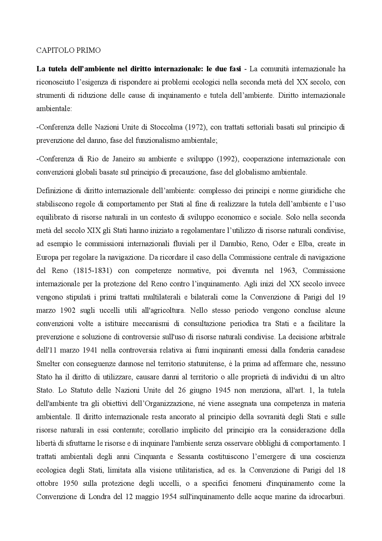 Diritto Internazionale Ambientale Docsity