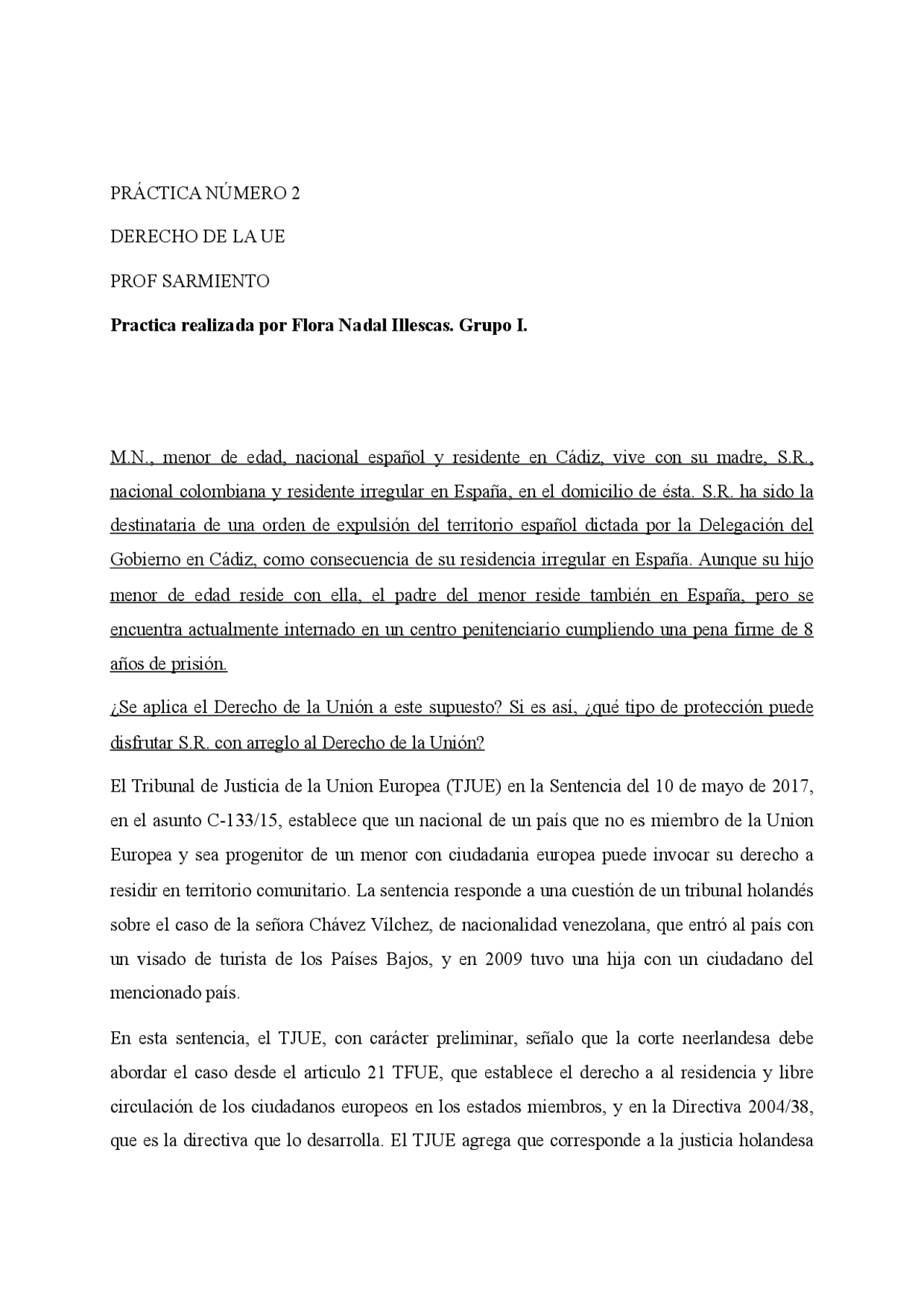 Practica 2 derecho comunitario - Docsity