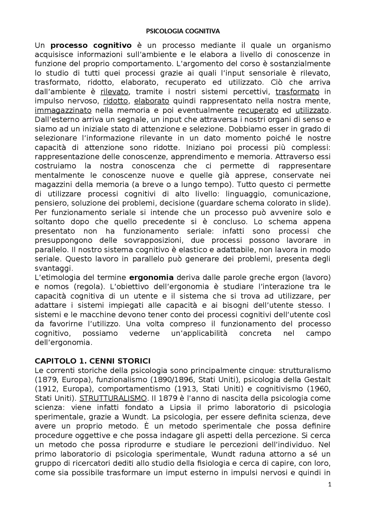 Psicologia Processi Cognitivi Teoria E Applicazioni Docsity