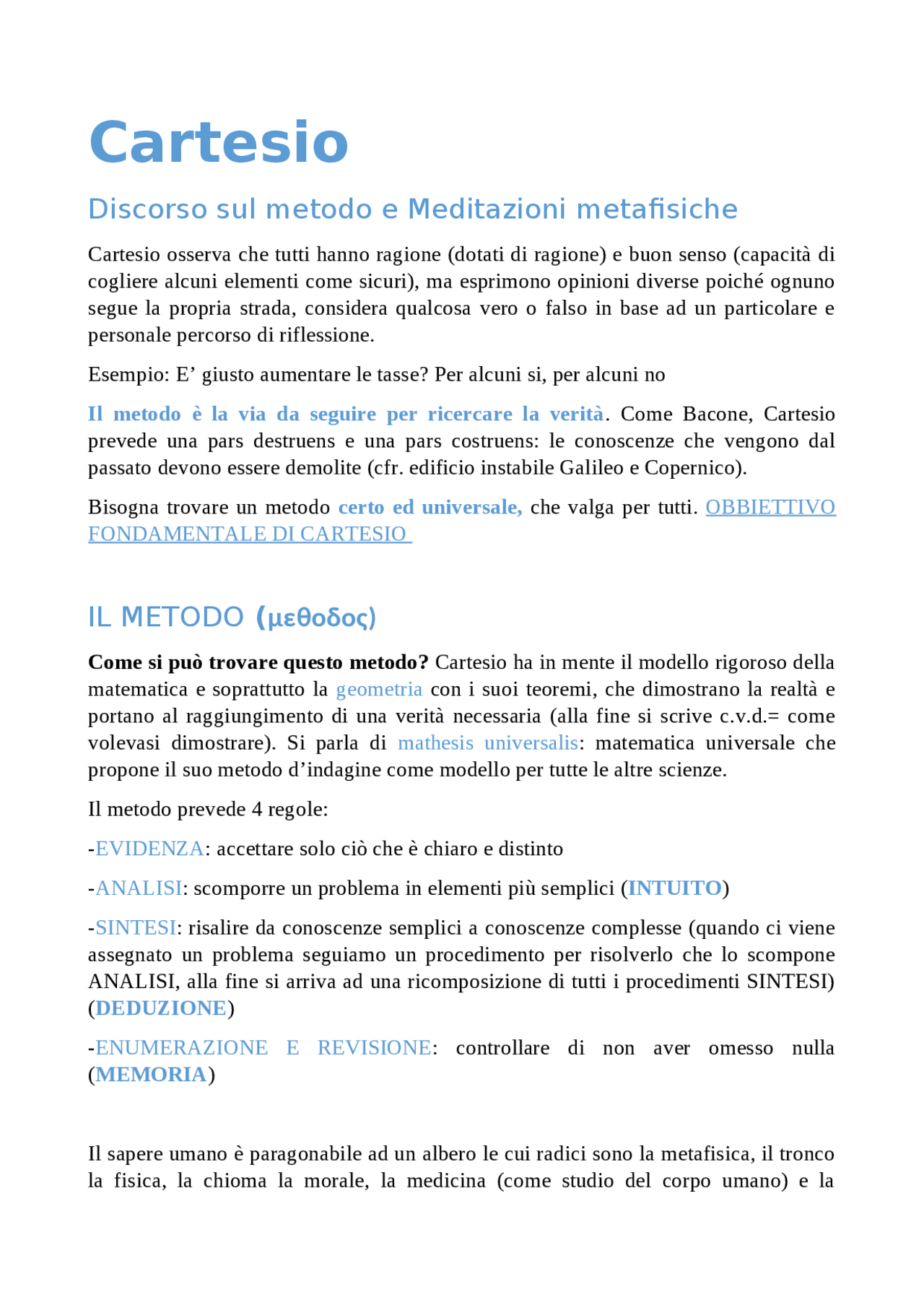Il Pensiero Di Cartesio Docsity