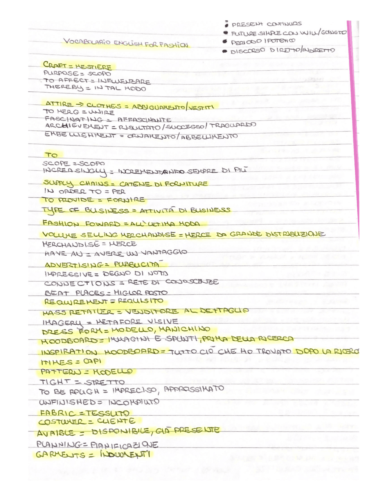 Vocaboli Inglesi Per La Modaregole Grammaticali Docsity