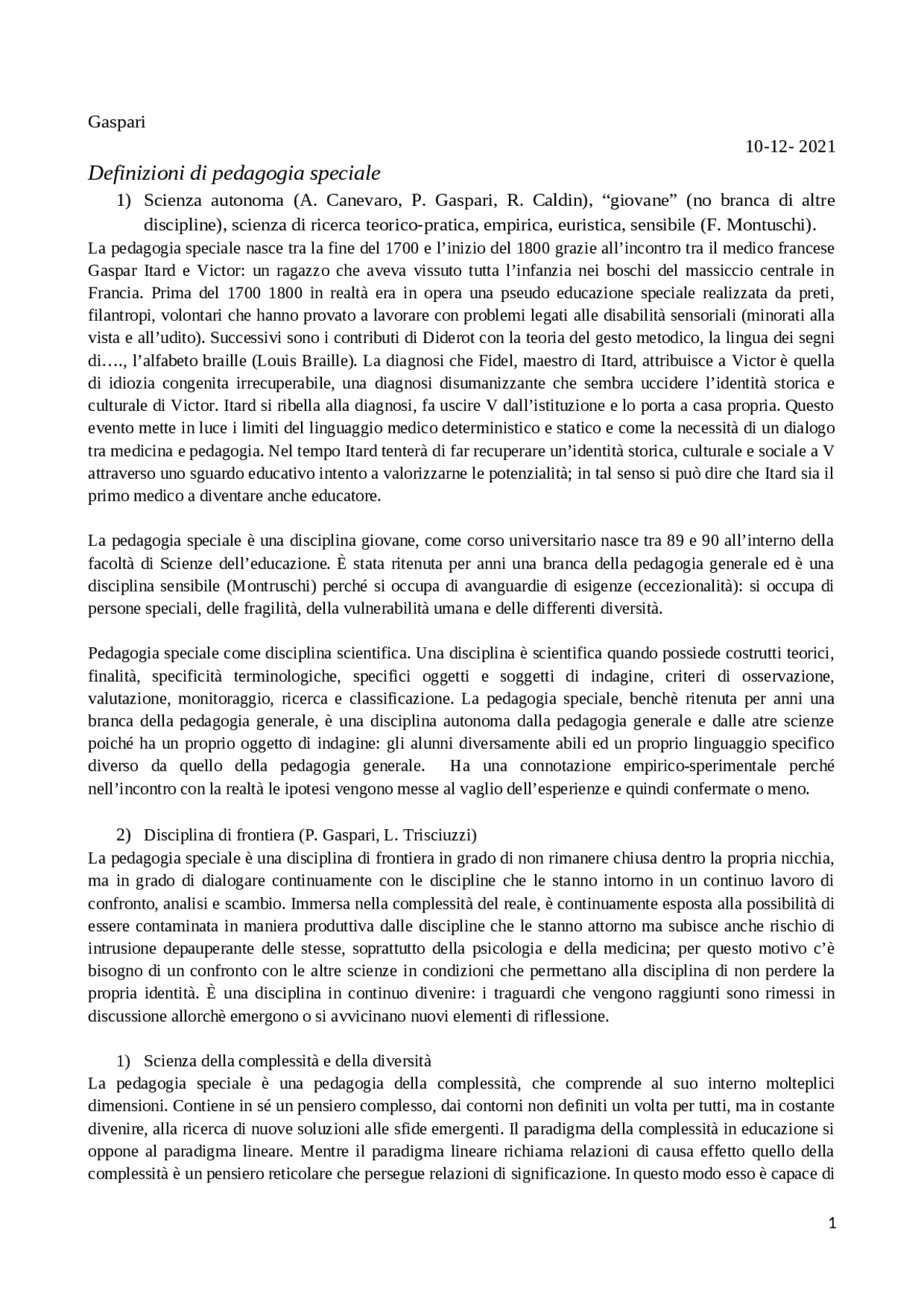 Pedagogia Intgrata Classe Docsity