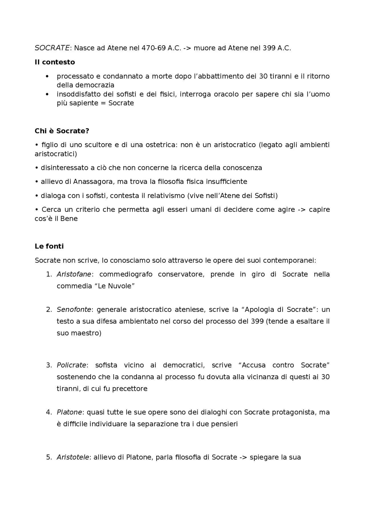 Socrate Riassunto Filosofia Docsity
