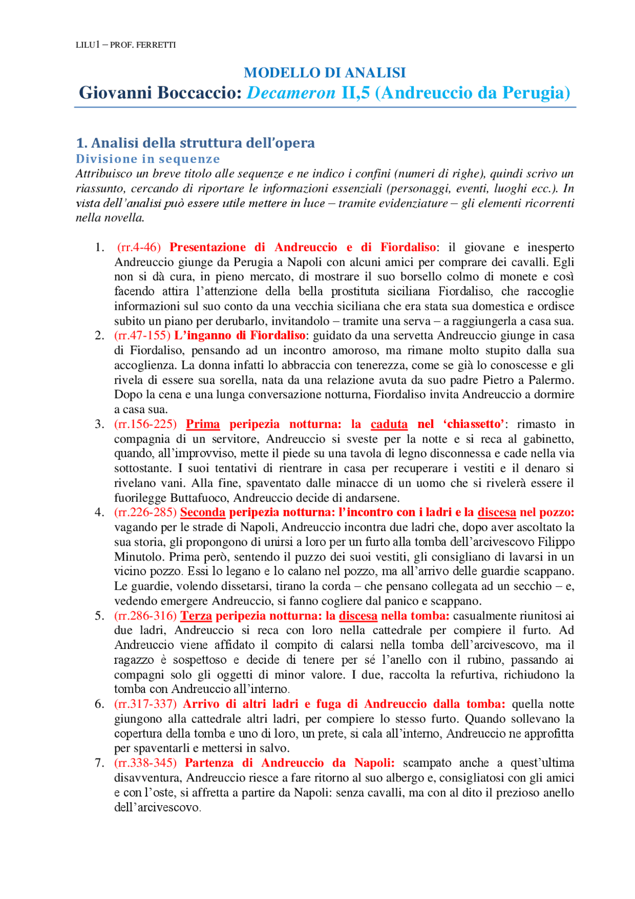 Andreuccio Da Perugia Caratteristiche Personaggi Guerre ANDREUCCIO DA