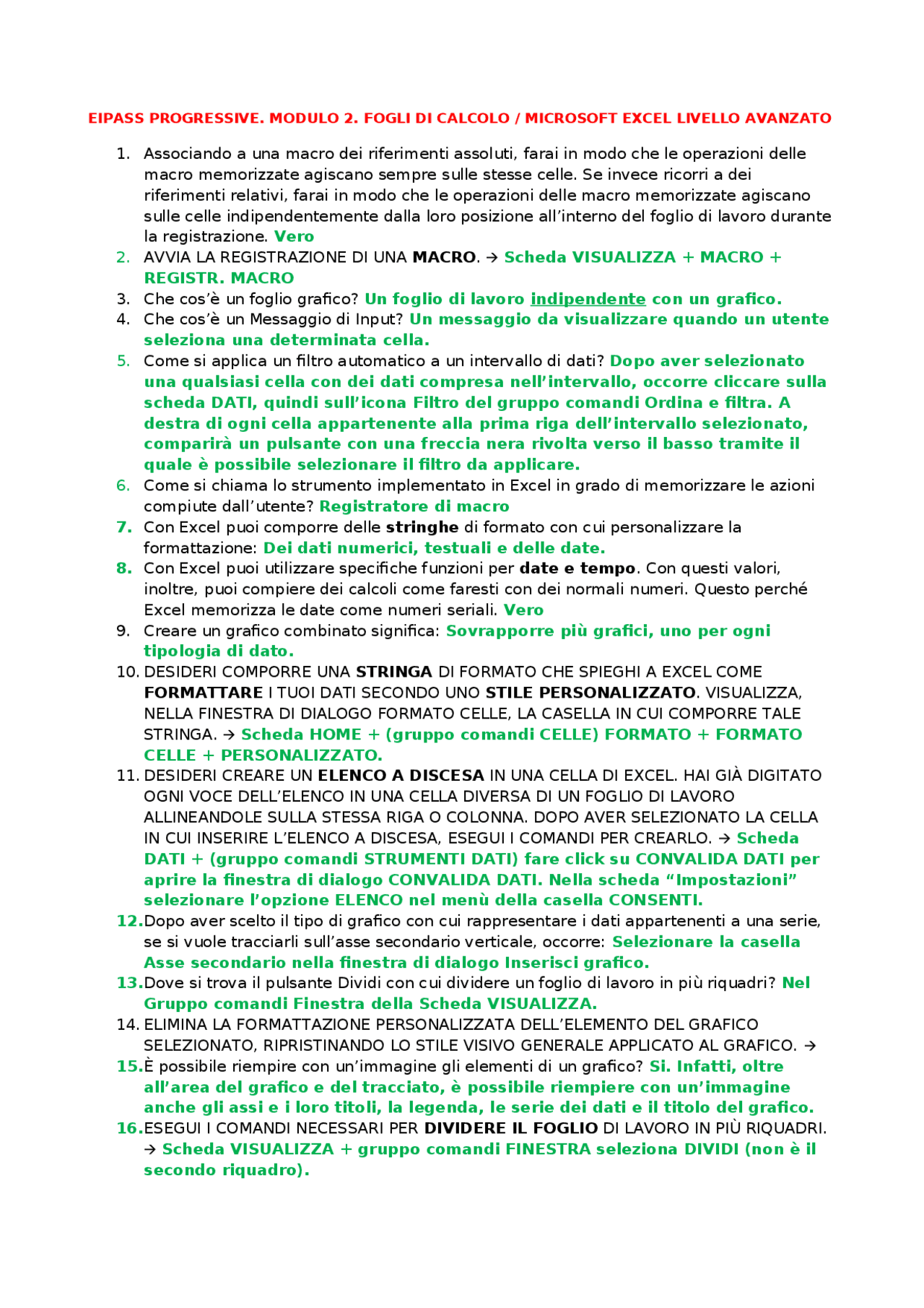 Eipass Progressive Microsoft Word Docsity