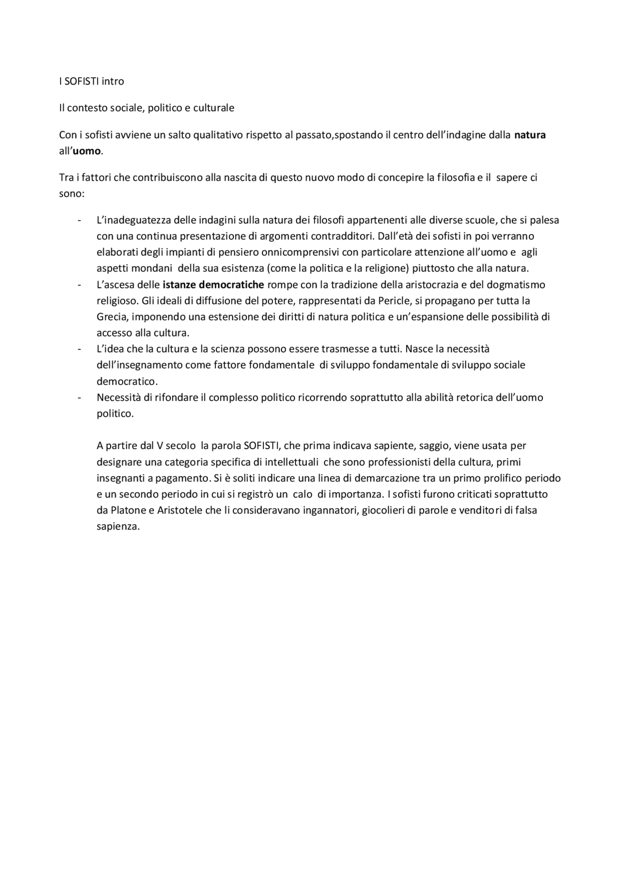 I Filosofi Sofisti Intro Docsity