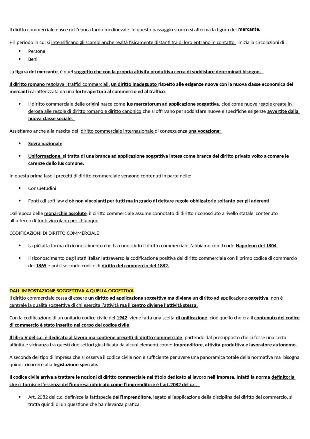 Appunti Diritto Commerciale Modulo I Docsity