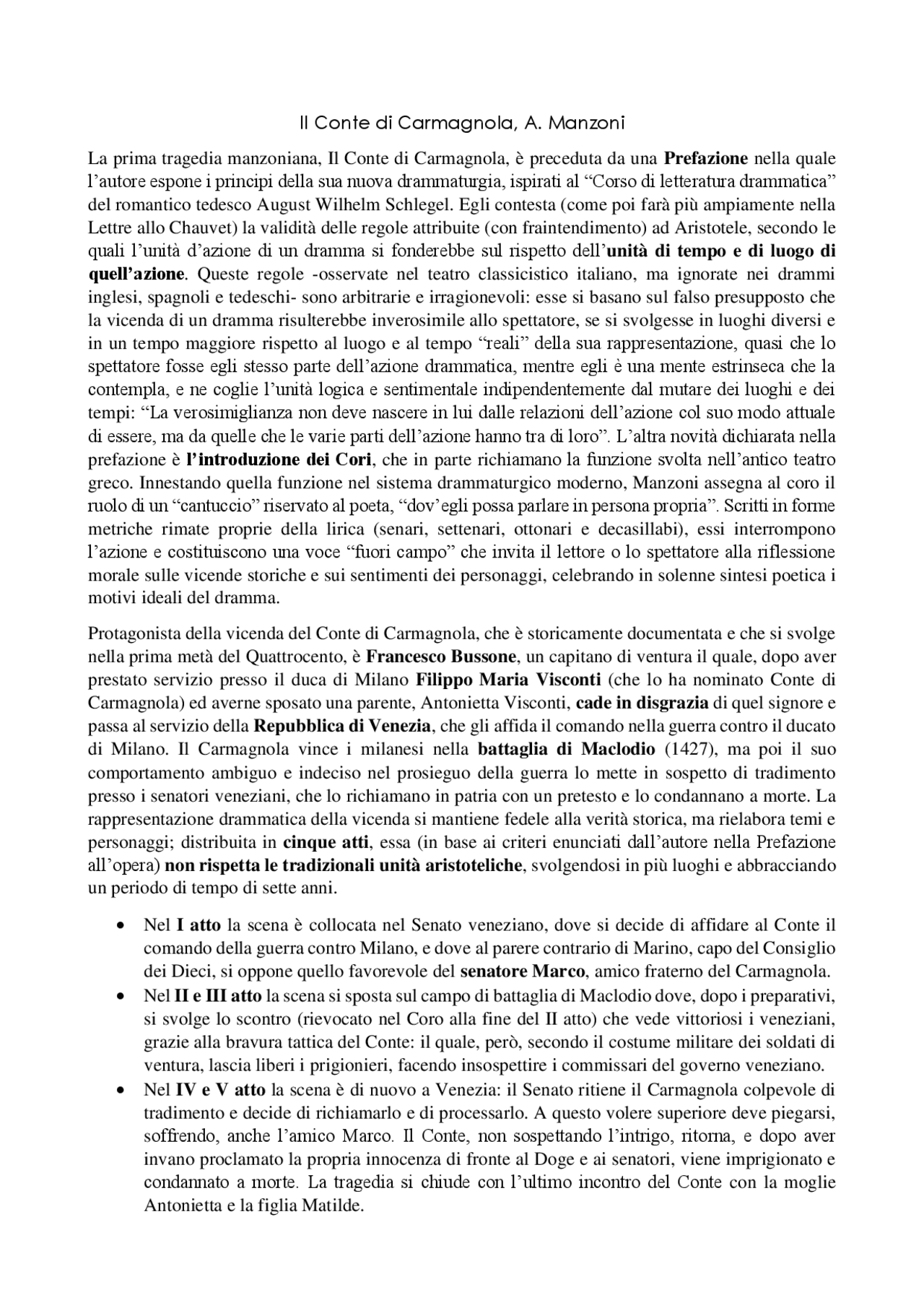 Il Conte Di Carmagnola Docsity
