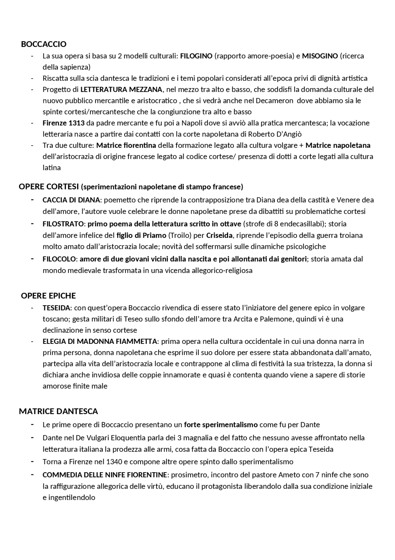 Schema E Appunti Su Boccaccio Docsity