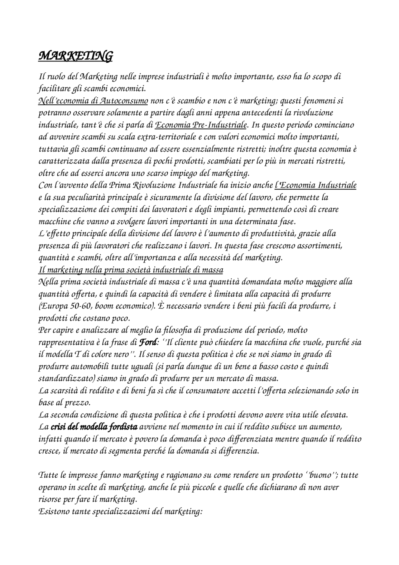 Appunti Di Marketing Docsity