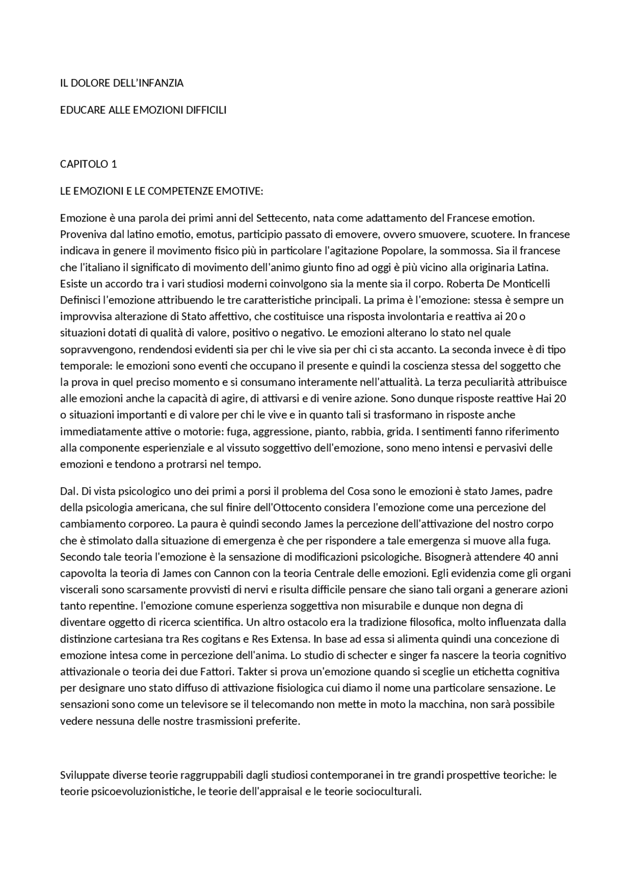 Emozioni Difficili Esame Unitverità Docsity