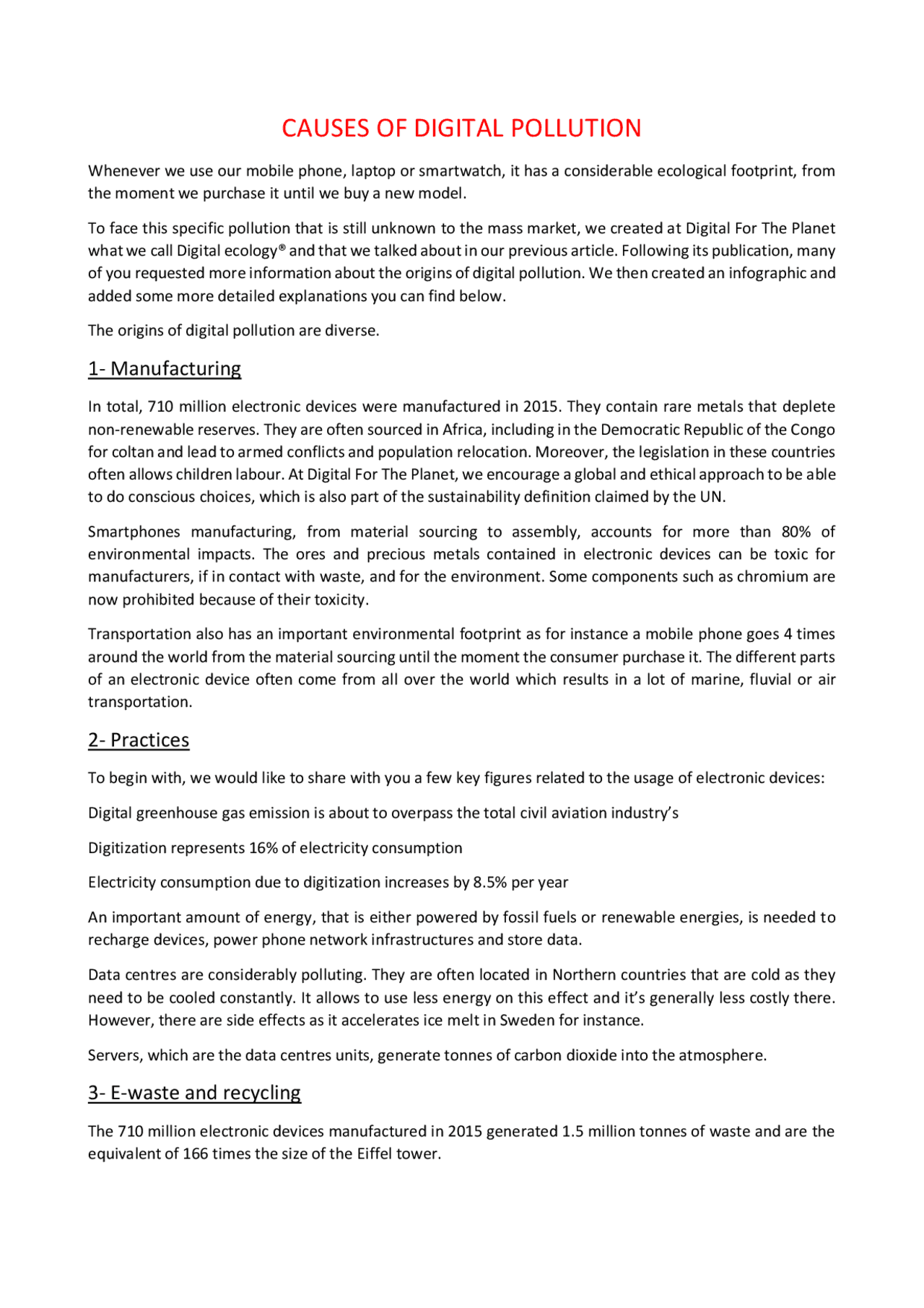 CAUSES OF DIGITAL POLLUTION - Docsity