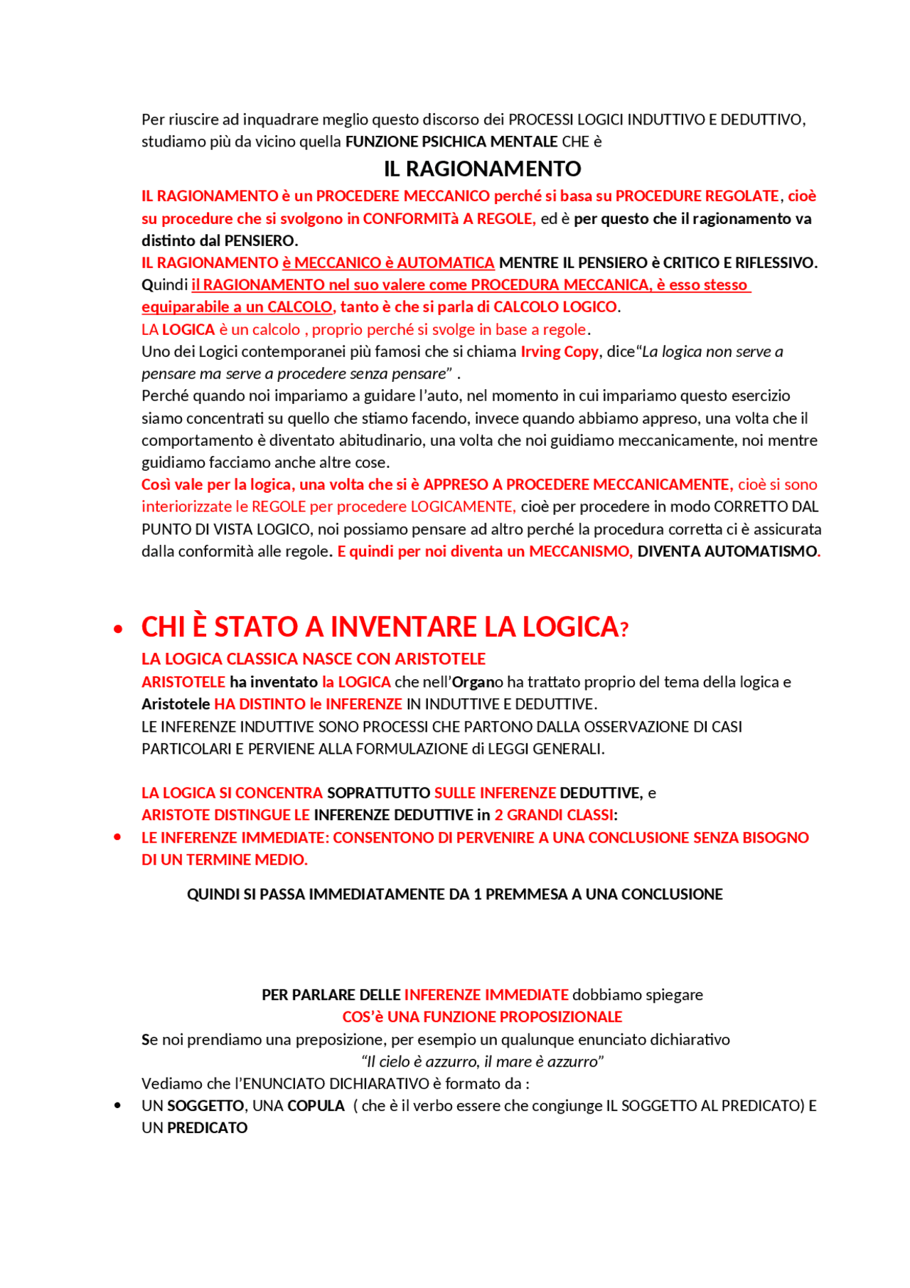 IL RAGIONAMENTO- PSICOLOGIA DEI PROCESSI - Docsity