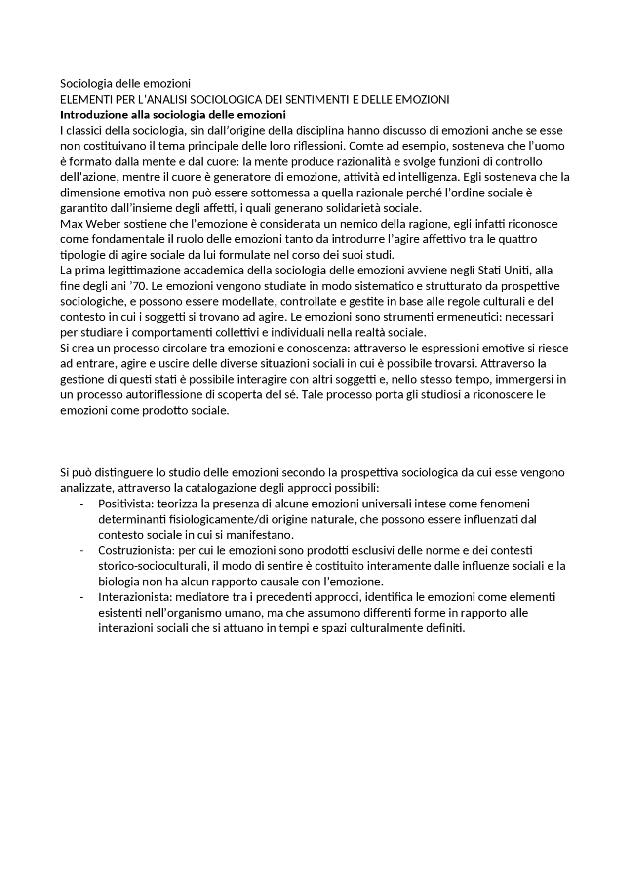 Sociologia Delle Emozioni Docsity