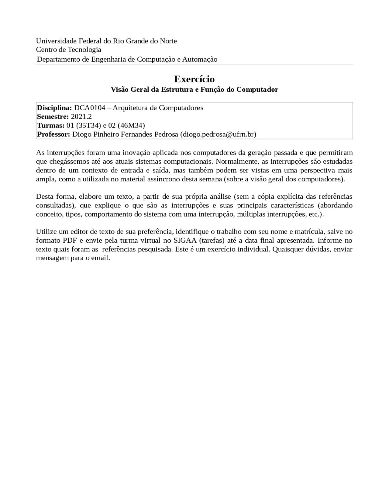 Exercicio De Algoritmos E Ed1 Docsity